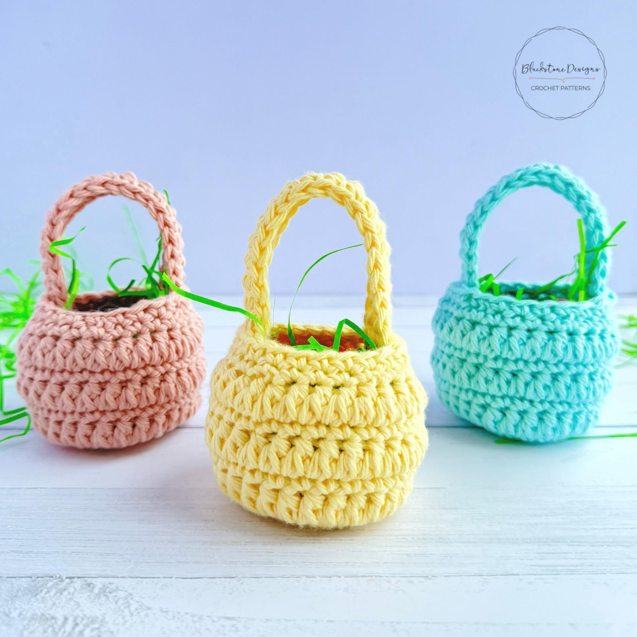 Crochet Basket Pattern, Mini Crochet Treat Baskets, Mini Easter Basket ...