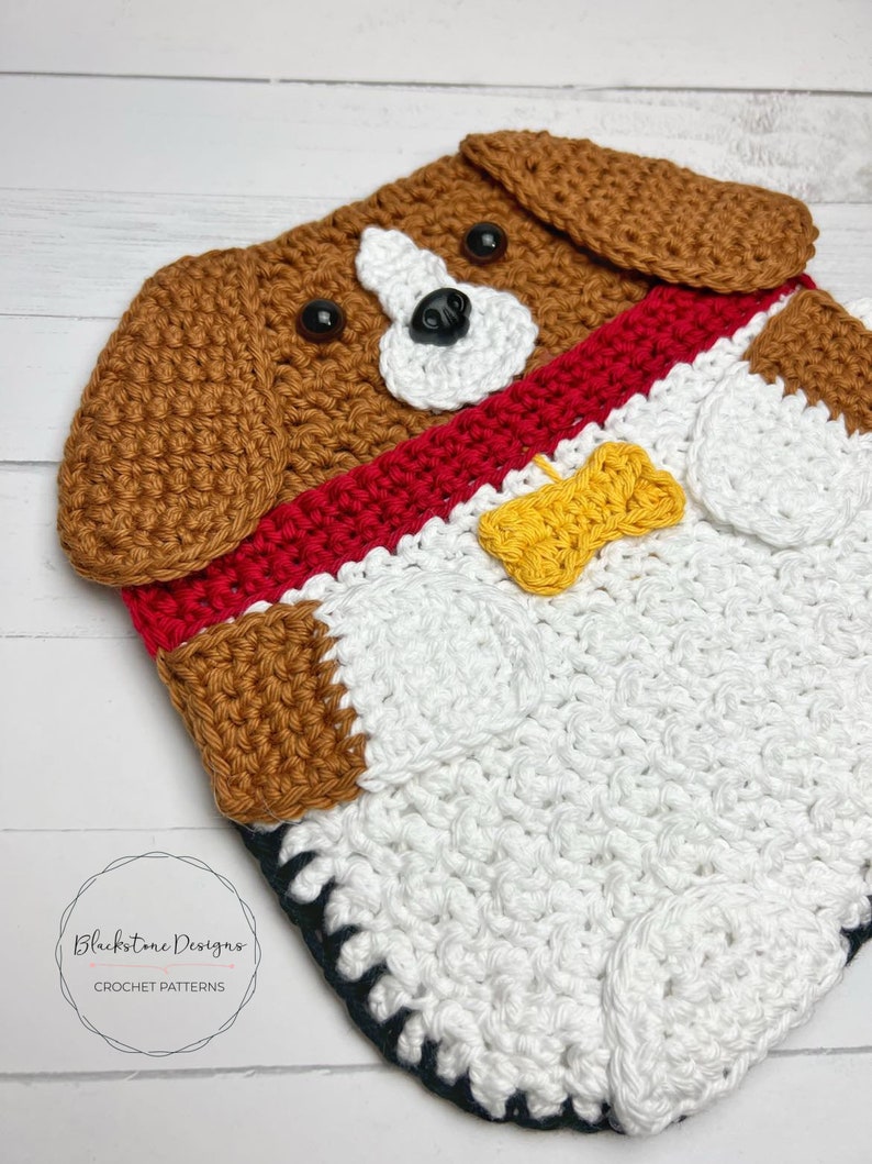 Crochet Pot Holder Pattern, Beagle Pot Holder, Puppy Dog Pot Holder ...