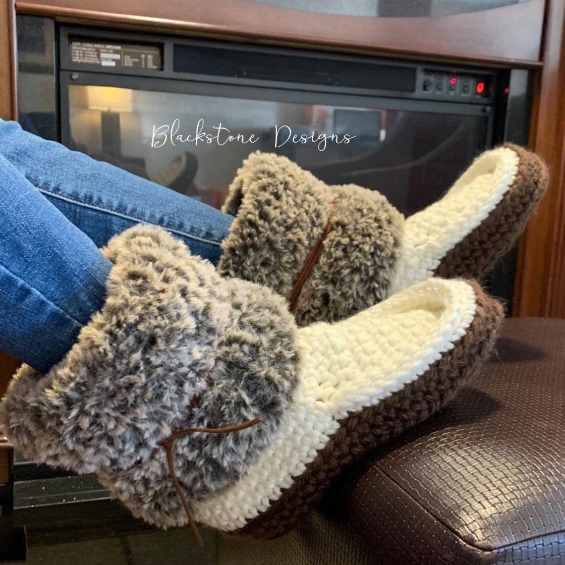 Crochet Slippers Pattern for Snowshoe Slippers ADULT Sizes, Crochet ...