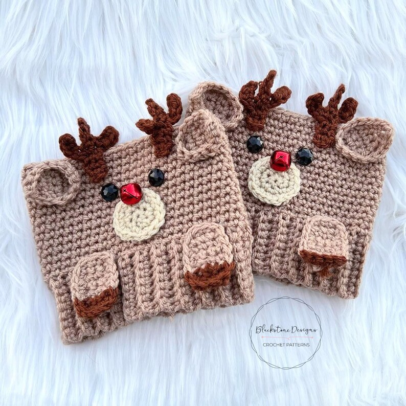 Crochet Boot Cuffs Pattern, Peeping Reindeer Boot Cuff, Crochet Boot ...