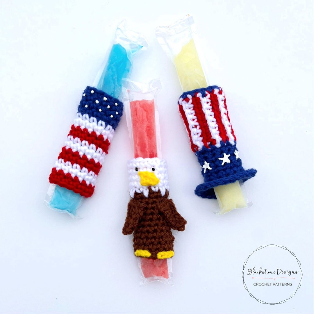 Crochet Popsicle Holder Pattern, Americana Ice Pop Holders, Popsicle ...