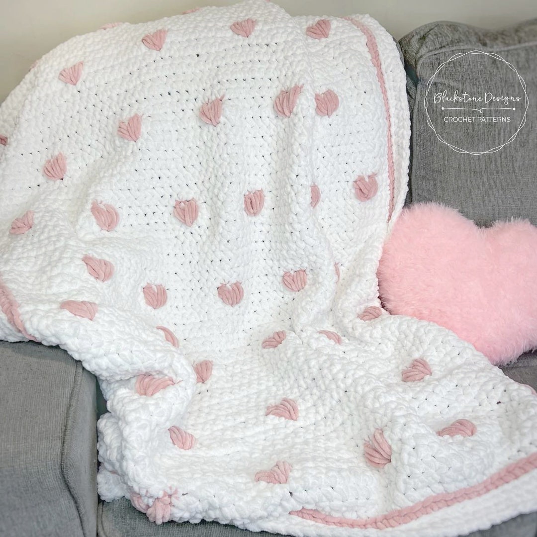 Crochet Blanket Pattern, Puffy Hearts Blanket Crochet Afghan Pattern ...