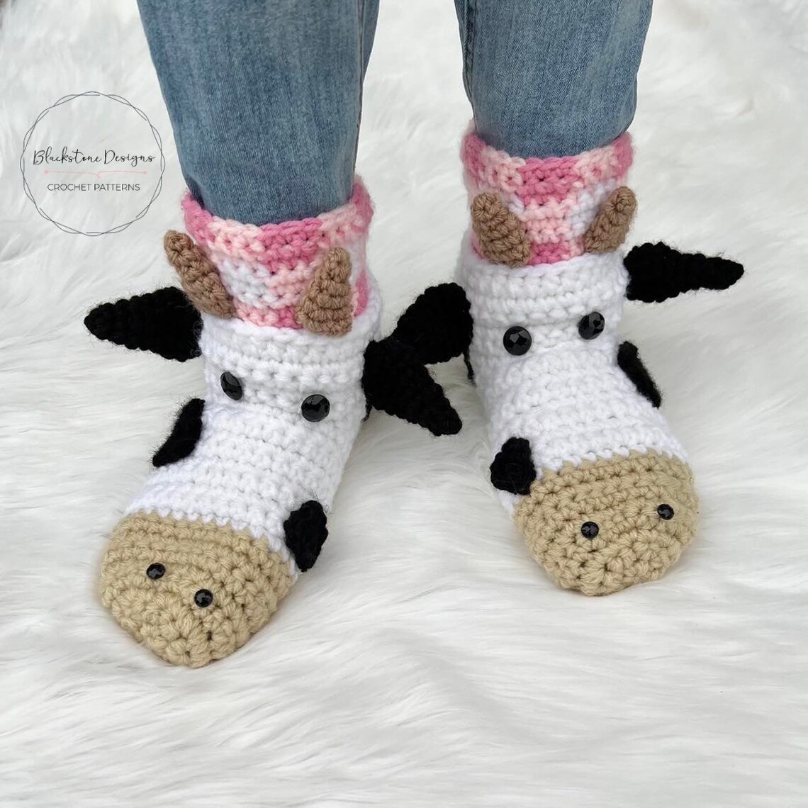 Crochet Slippers Pattern for Cow Slippers CHILD Sizes PDF - Etsy