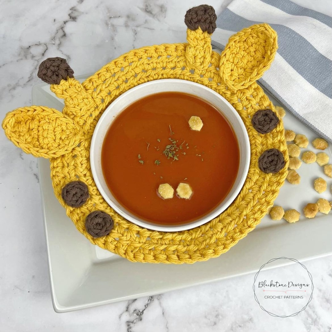 Crochet Bowl Cozy Pattern, Giraffe Soup Bowl Cozy, Soup Cozy, Ice Cream ...
