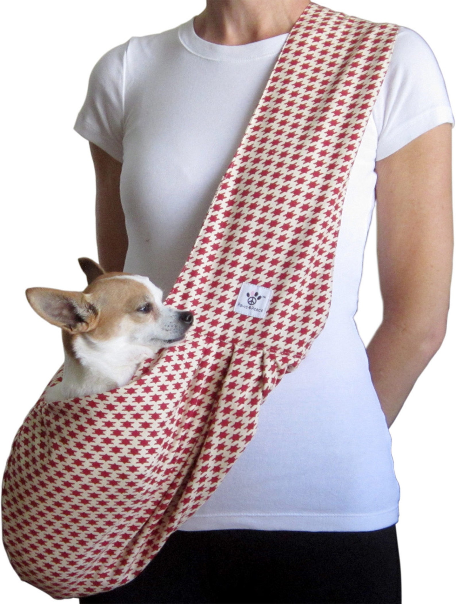 Dog Sling Red and Cream Houndstooth | Etsy