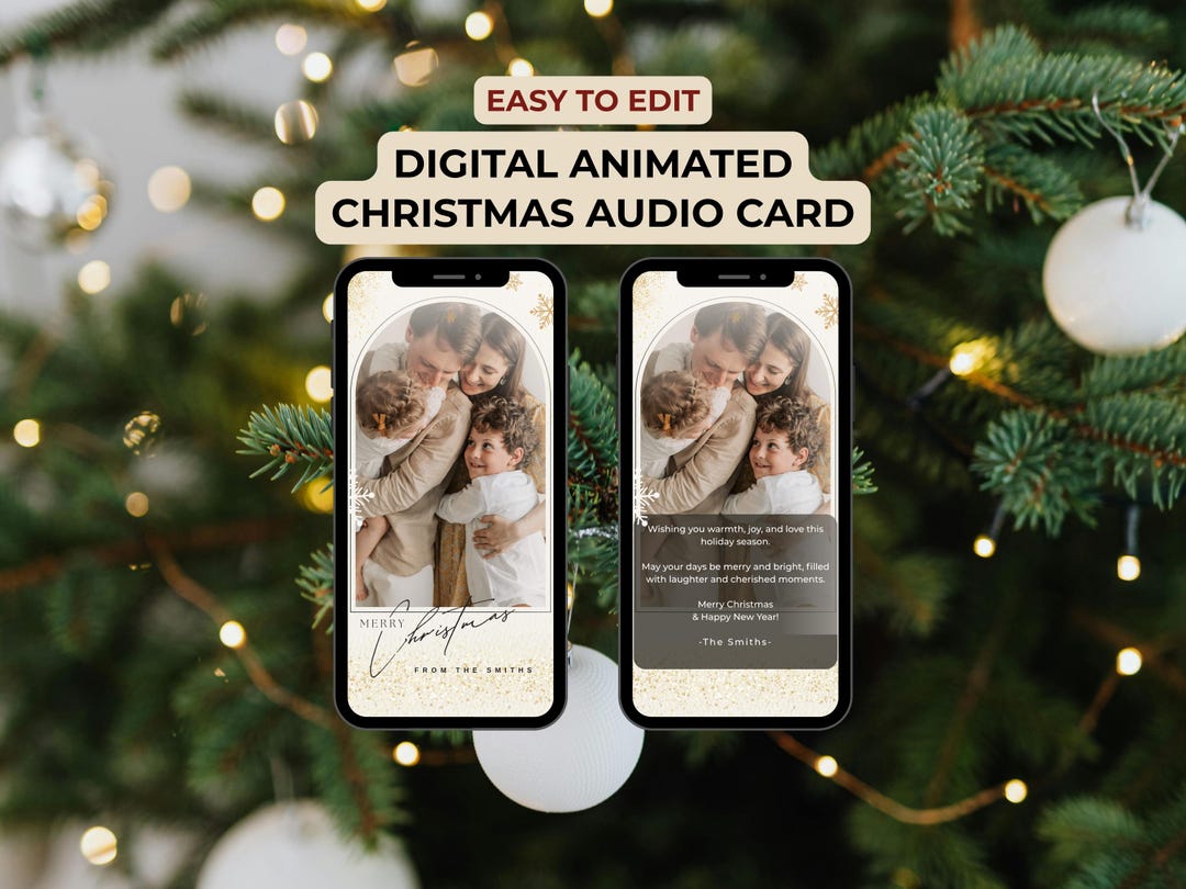 Modern Gold Christmas Ecard Template: Editable Family Photo (canva ...
