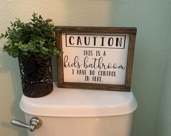 Kids Bathroom Sign Boy & Girl Bathroom Sign Round Bathroom Sign Laser ...