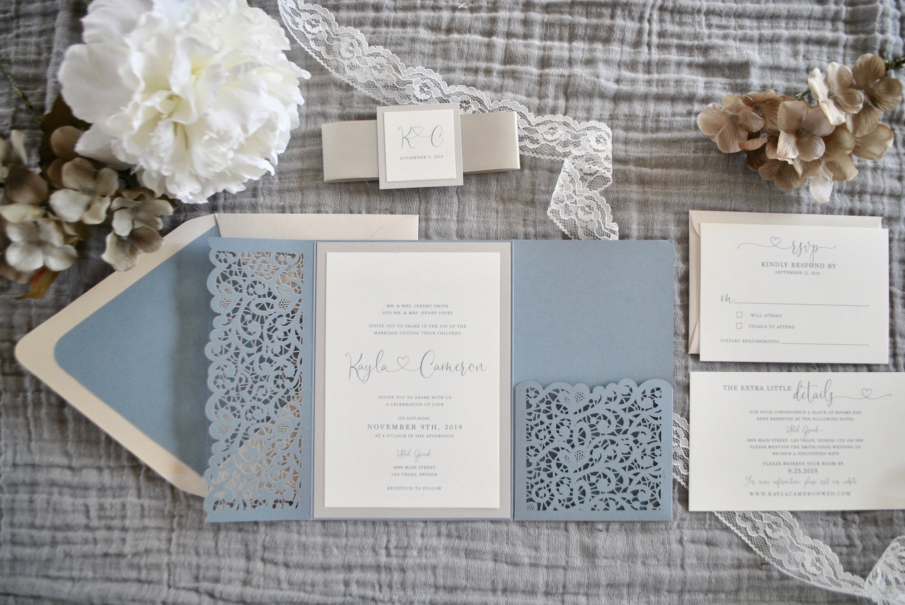 Paper & Party Supplies Blush Slate Blue Navy Blue,Grey Dusty Blue ...