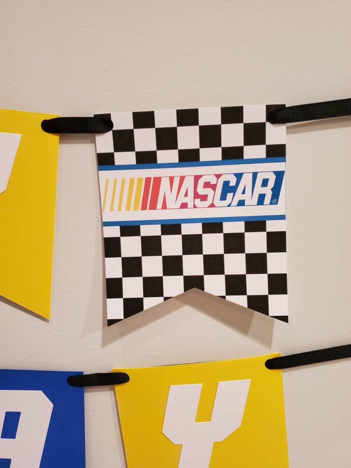 Nascar birthday banner race car decorations party first | Etsy