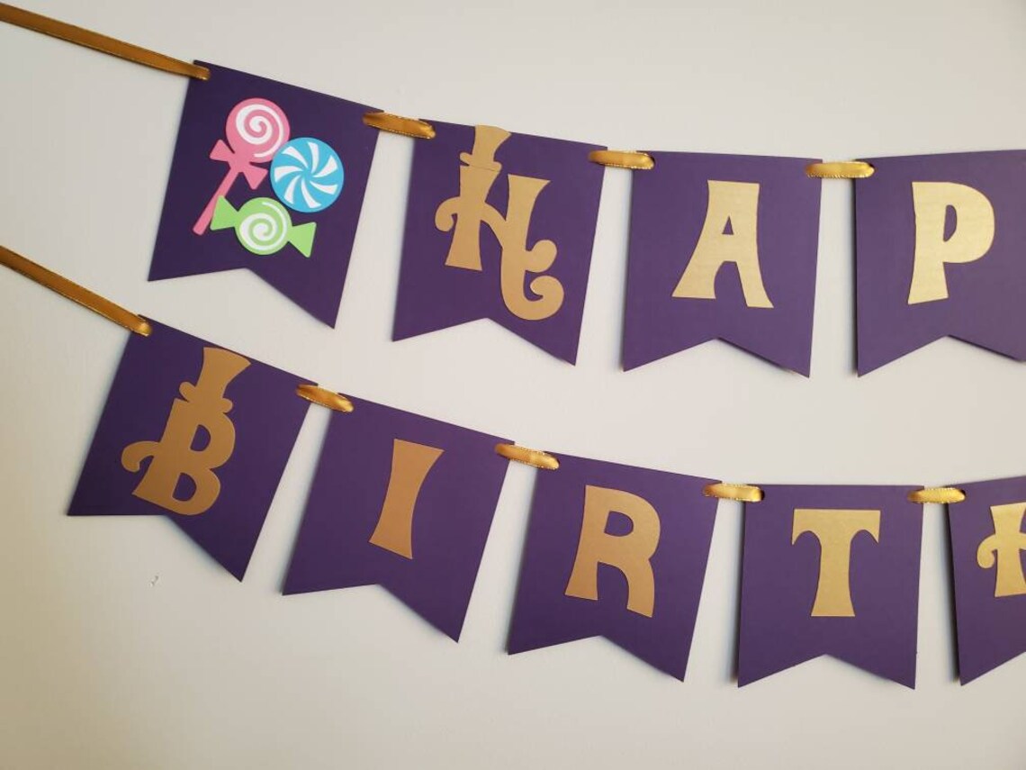 Willy Wonka Birthday Banner Chocolate Factory First 1st - Etsy