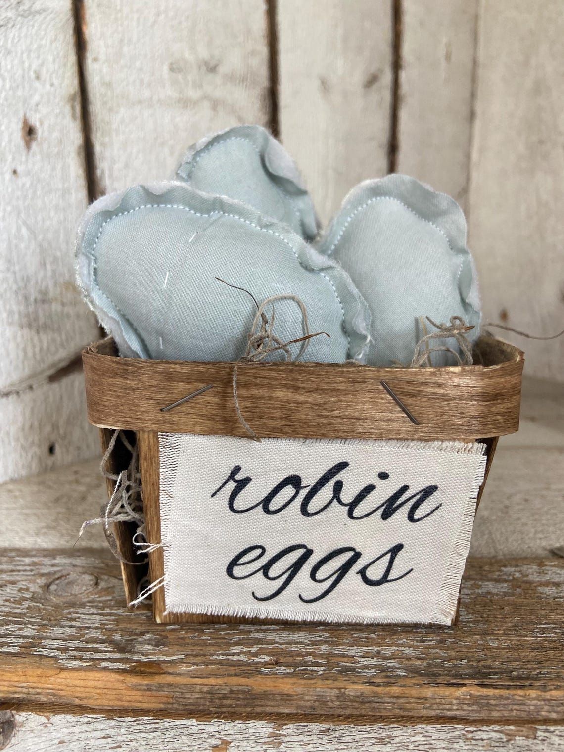 Quilted Robin Eggs in Basket for Spring Farmhouse Decor - Etsy
