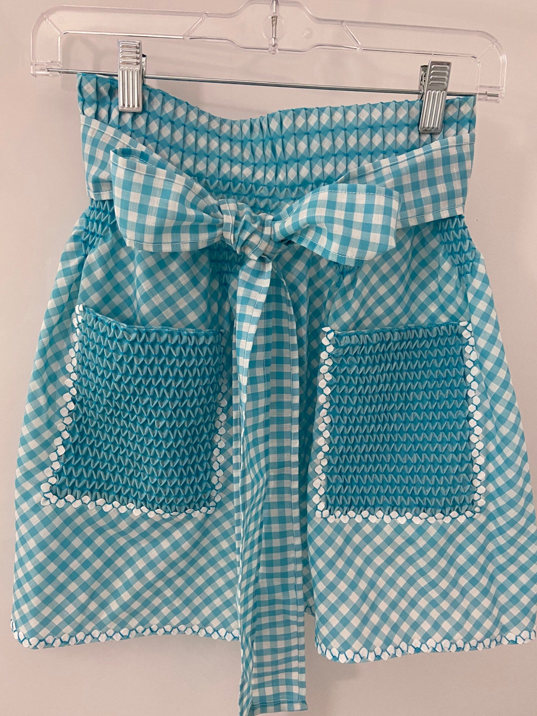 Vintage Farmhouse Kitchen Apron W/pockets in Turquoise Gingham - Etsy