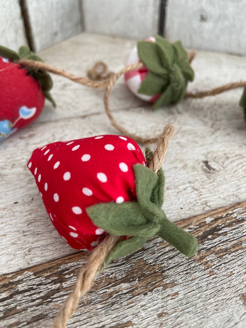 Fabric Strawberries Garland-3 Feet, Summer Farmhouse Decor, Strawberry ...