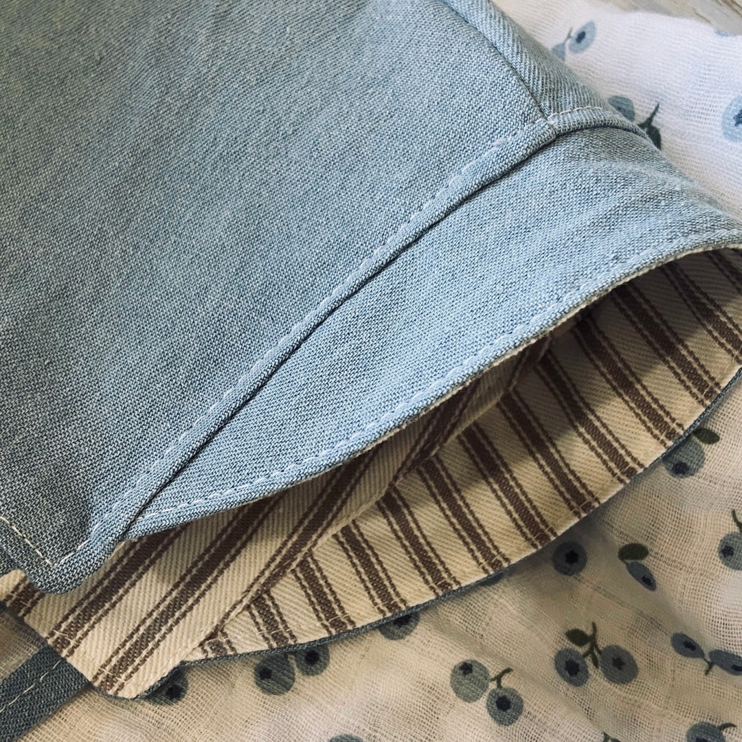 Distressed Denim Baby Bonnet Sizes Newborn to 2t. Reversible Blueberry ...