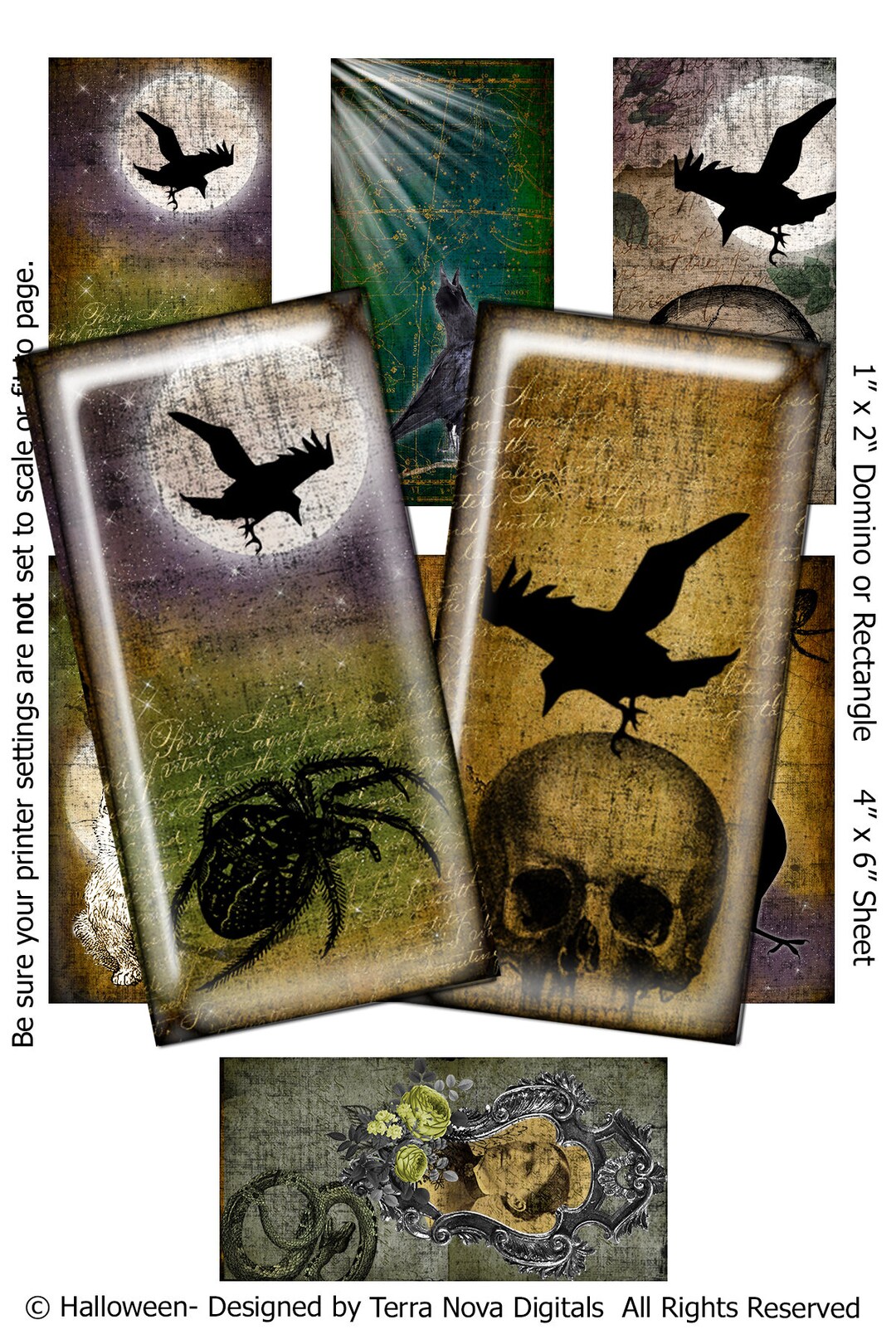 Halloween Digital Collage Sheet One Inch X 2 Inch Dominos Rectangles