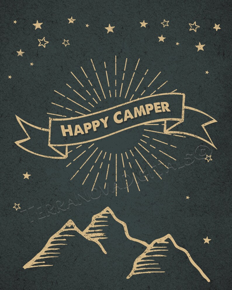 Happy Camper 8 X 10 Digital Art Print Home Printable Decor Instant ...