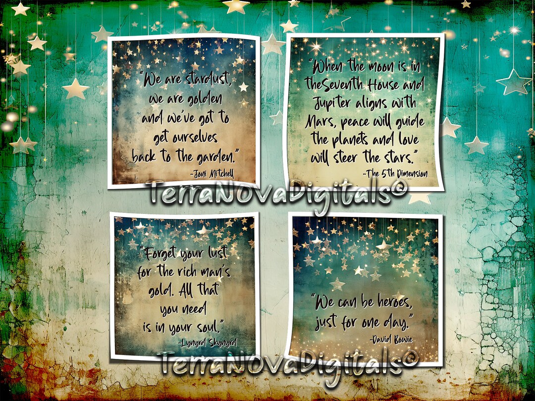 Classic Rock Lyrics Quotes Collage Sheet Cards 4 X 4" / Crafts ...