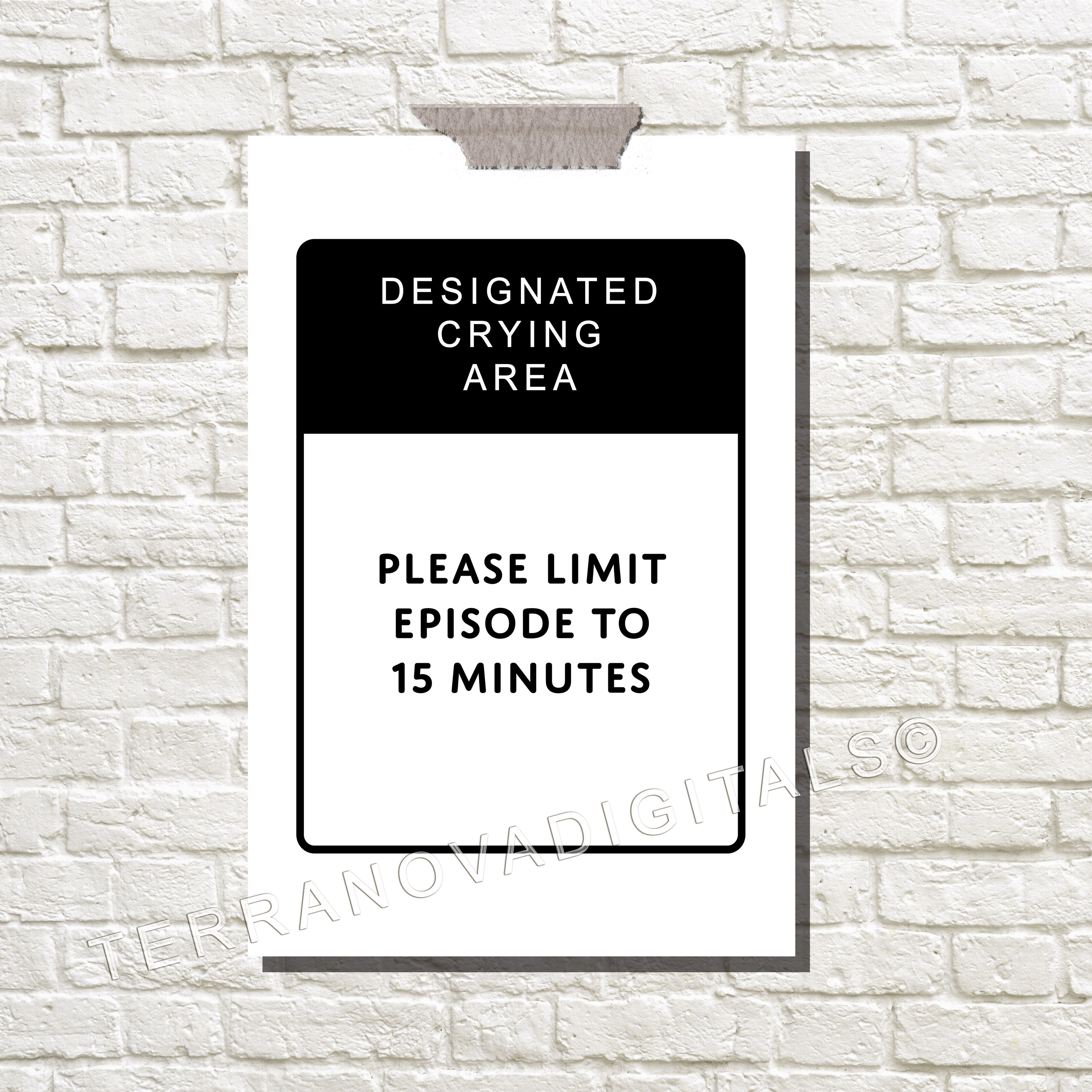 Designated Crying Area Sign or Poster / Funny Wall Art / Multiple Sizes ...