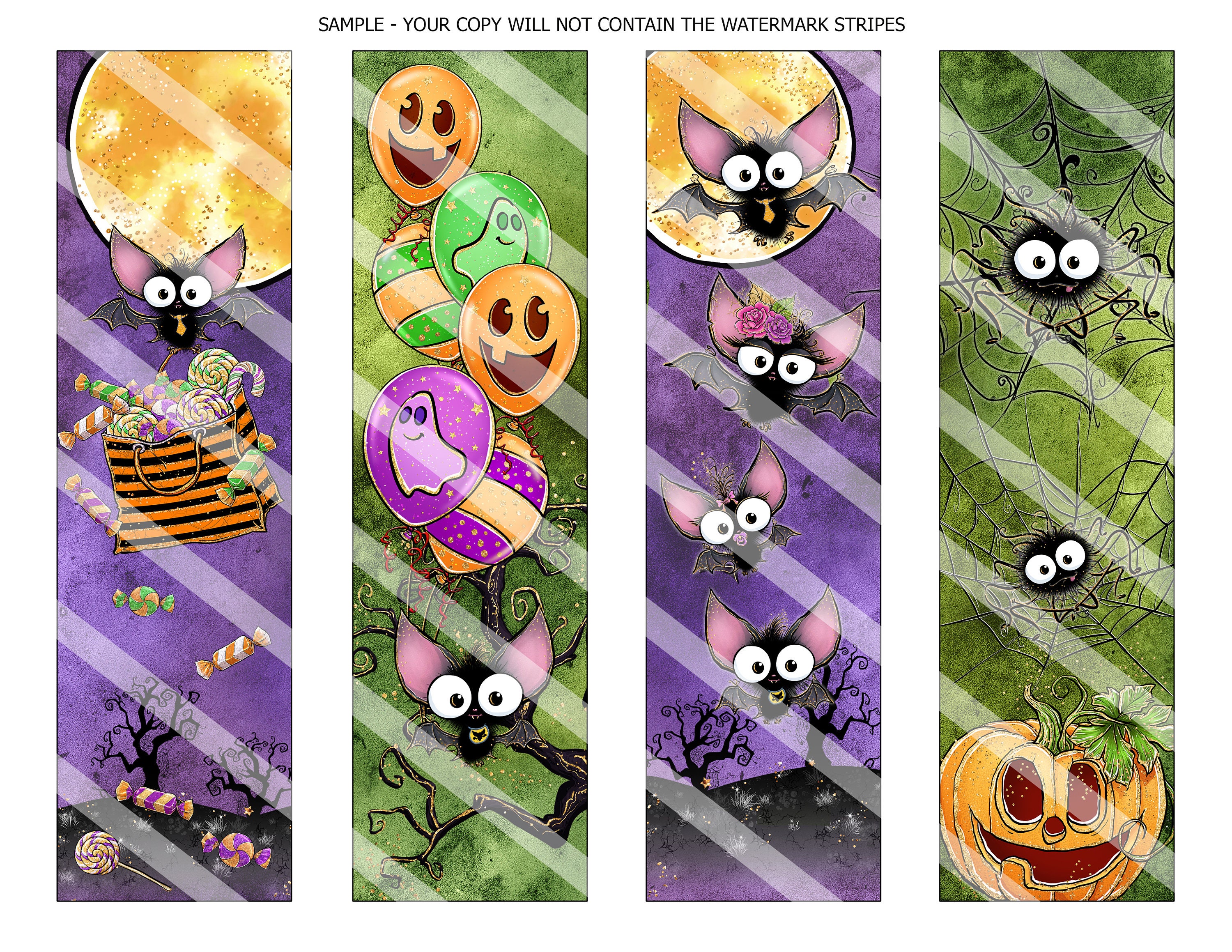 Cute Little Bats Printable Bookmarks - 2" X 7.5" / Instant Download ...