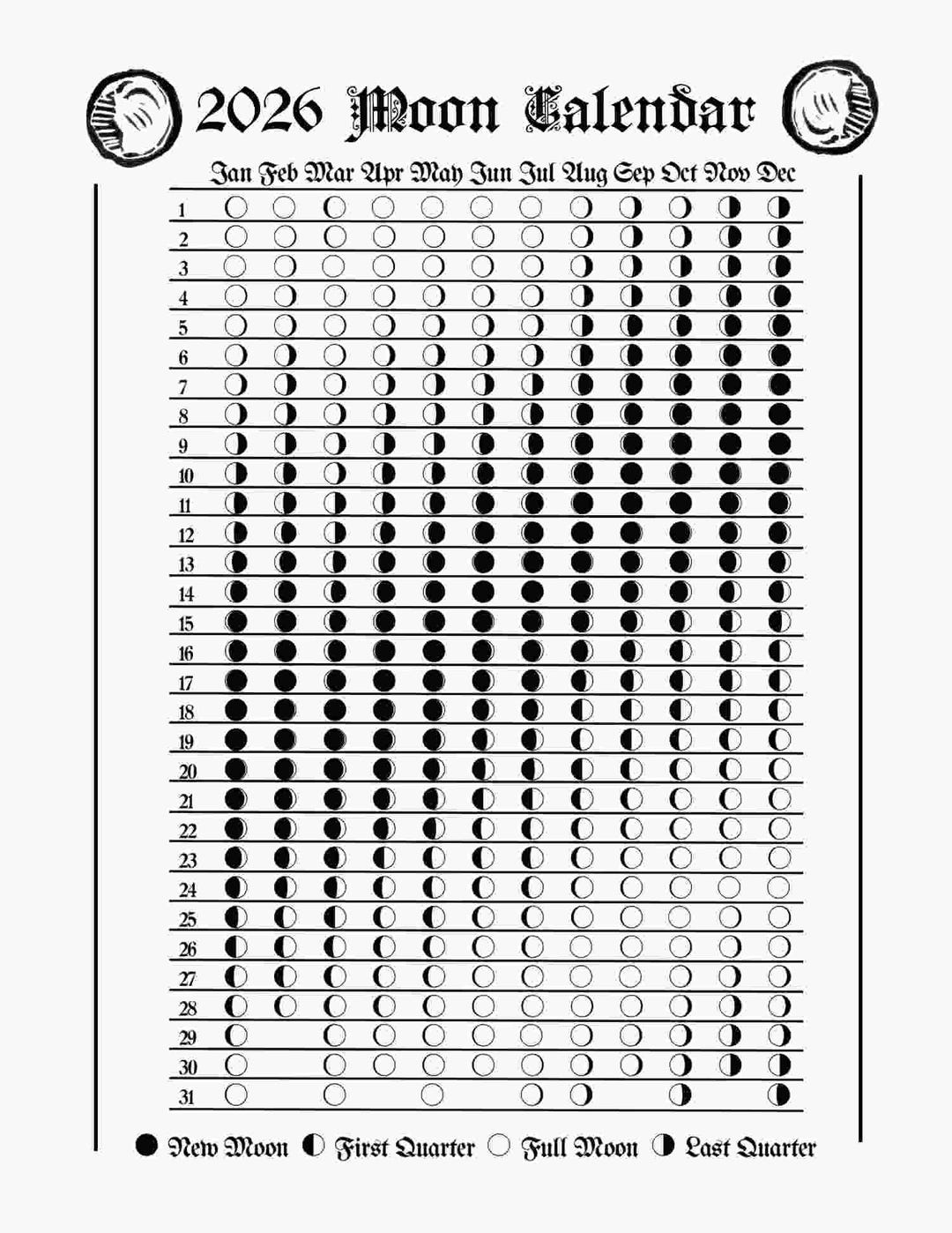 2026 Lunar Calendar - Etsy