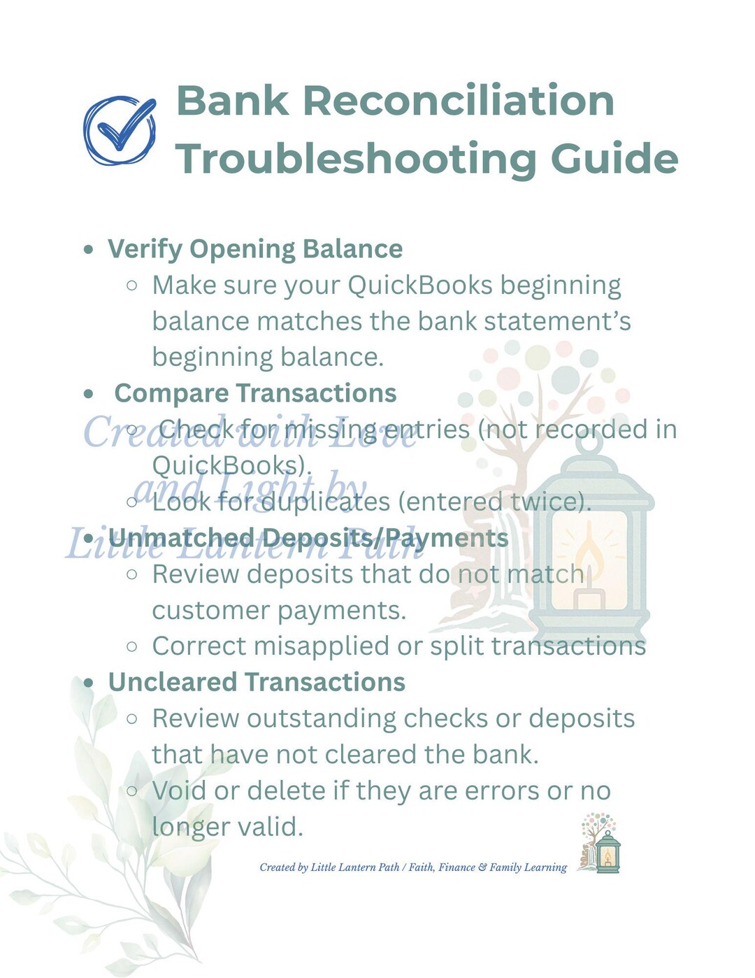 Bank Reconciliation Troubleshooting Guide - Etsy