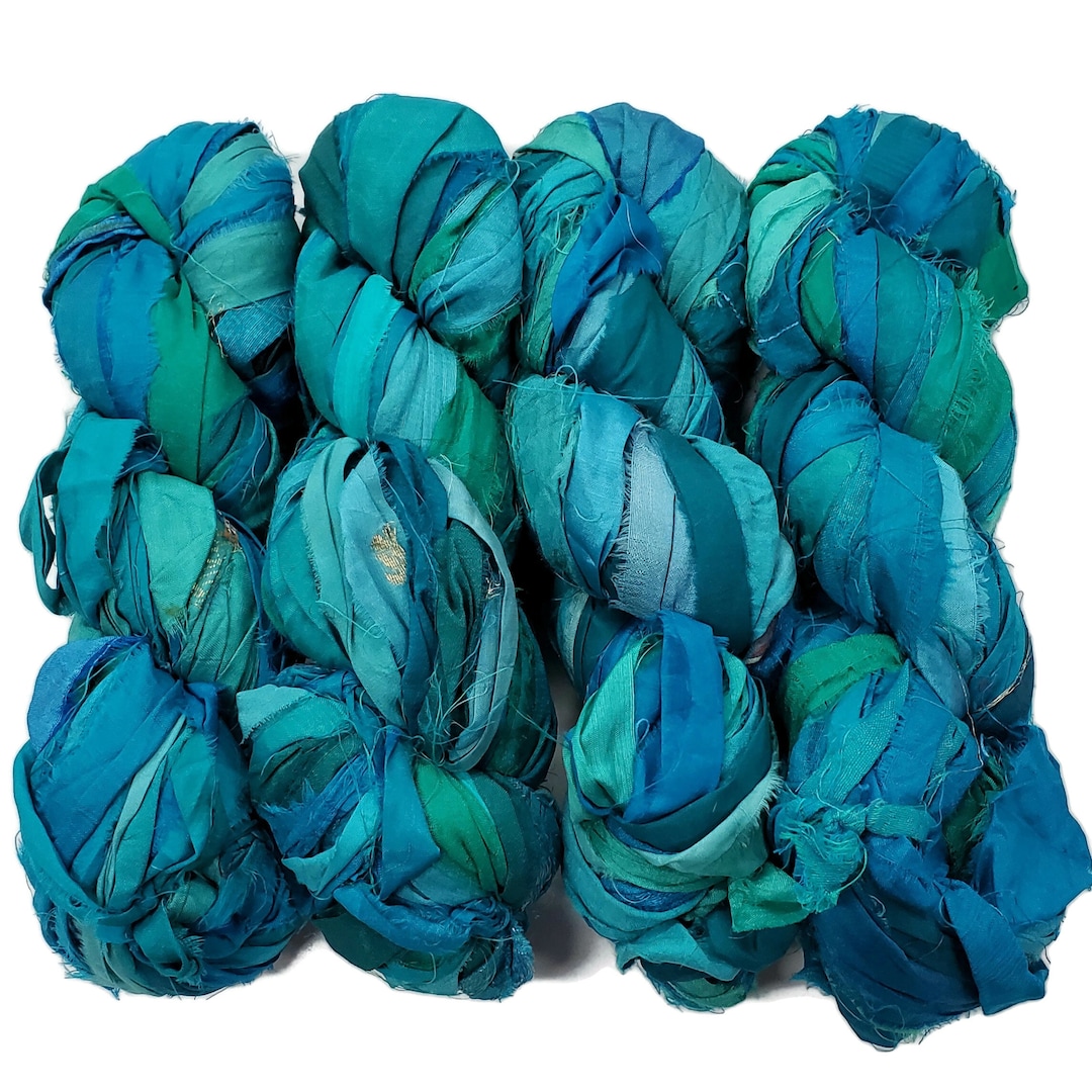 New! Irridescent Sari Silk Ribbon Yarn , 100g (50 Yards) Color : Golden ...