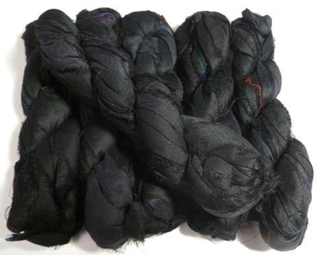 50g Recycled Sari Silk Ribbon, BLACK - Etsy