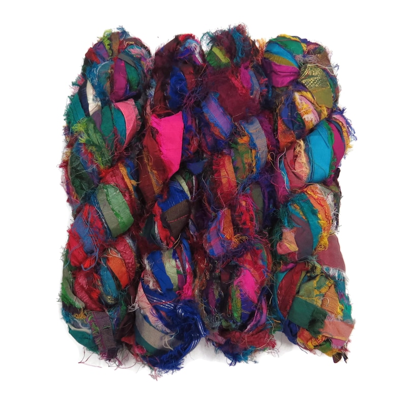 Sari Silk Fuzzy Ribbon Irredescent Jewel Tone Mix - Etsy