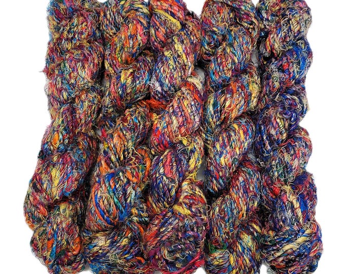 New! Textured Recycled Sari Silk Yarn, Multi Mix Color: #38 (art Yarn ...