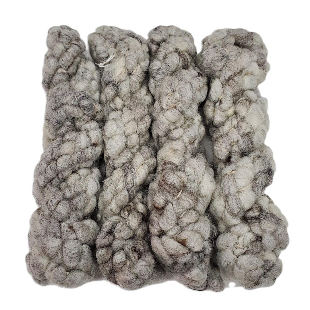 Handspun Art Yarn: Heathered Grey Beige Brown Slub Wool, Jumbo 2-ply - Etsy