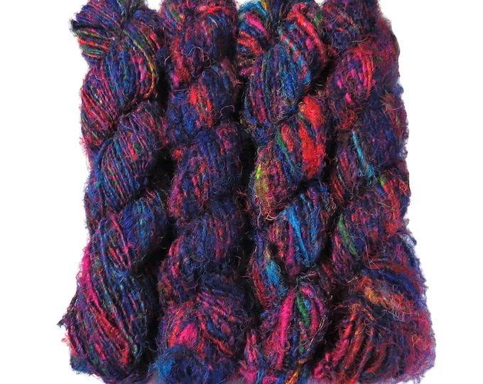 New! Textured Recycled Sari Silk Yarn, Multi Mix Color: #4 (top Quality ...