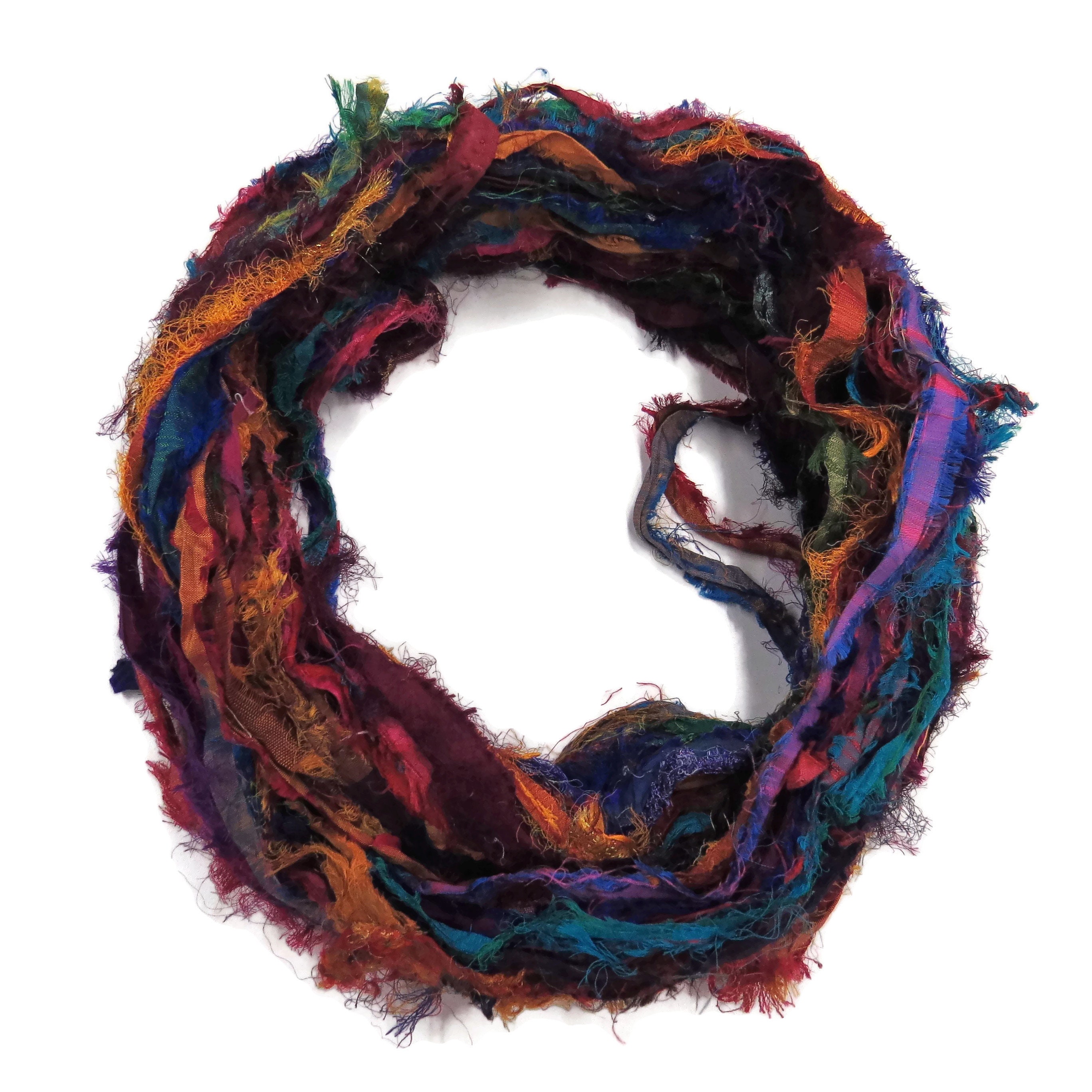 Sari Silk Fuzzy Ribbon Irredescent Jewel Tone Mix - Etsy