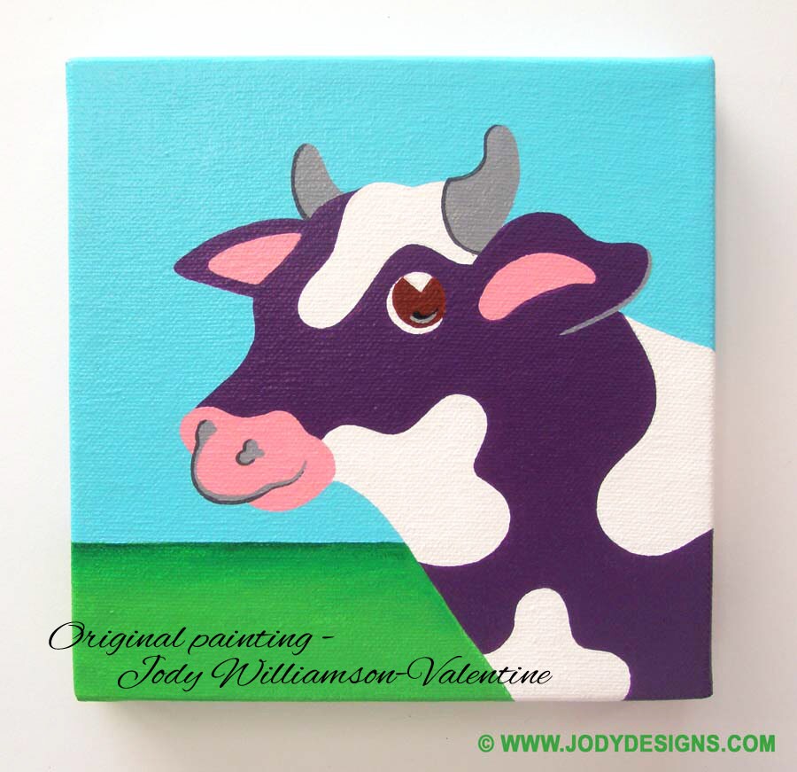 The Purple Cow ..at the Barn Original Gallery Art - Painted by Jody ...