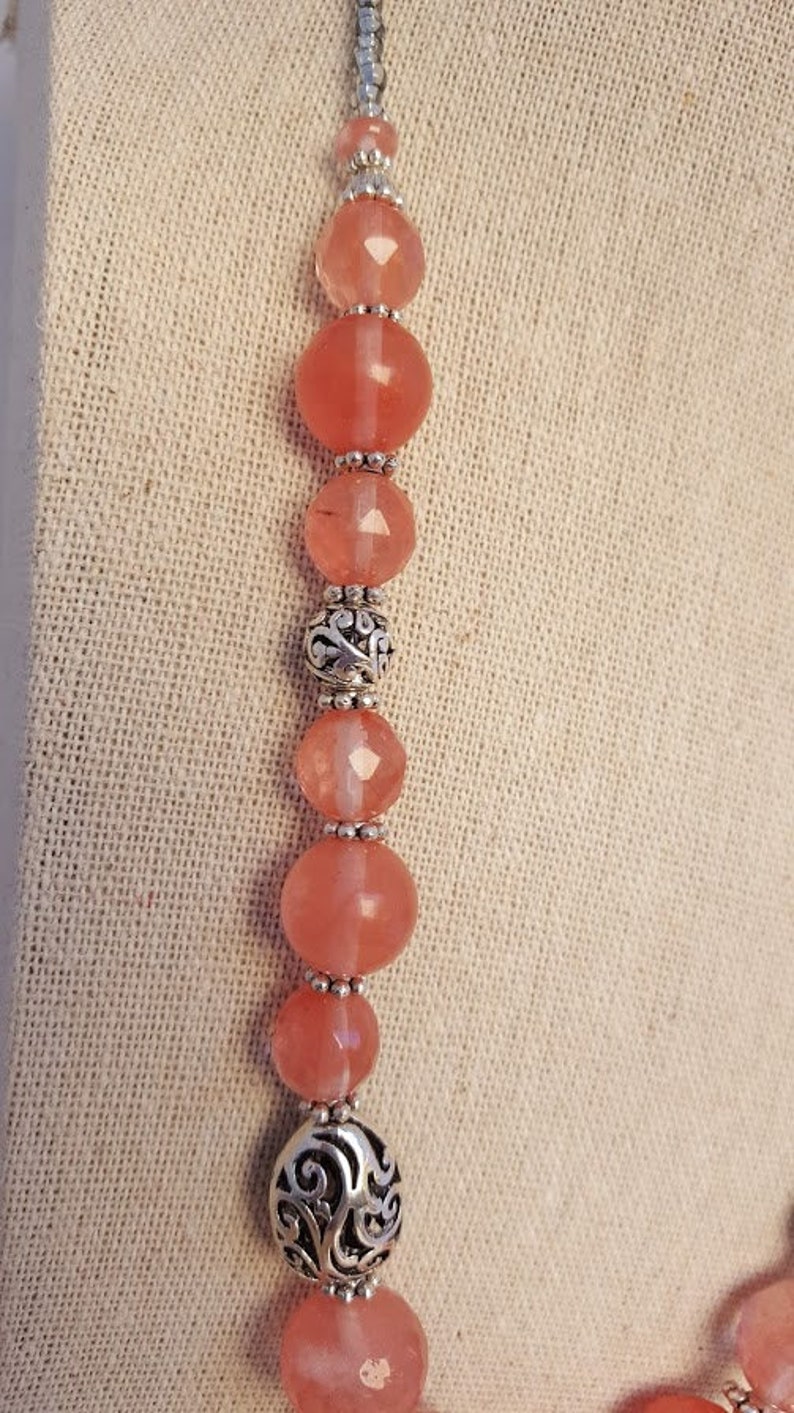 Cherry Quartz Gemstone Necklace / Pink Lemonade Hues / Cherry Quartz ...