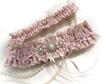 Pink Bridal Garter | Etsy