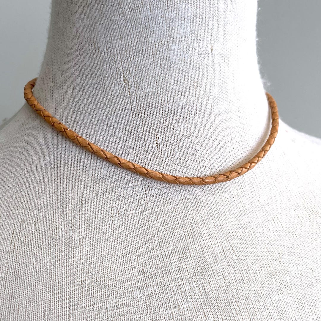 Braided Leather Choker, 3mm Natural Leather Cord Necklace for Women - Etsy
