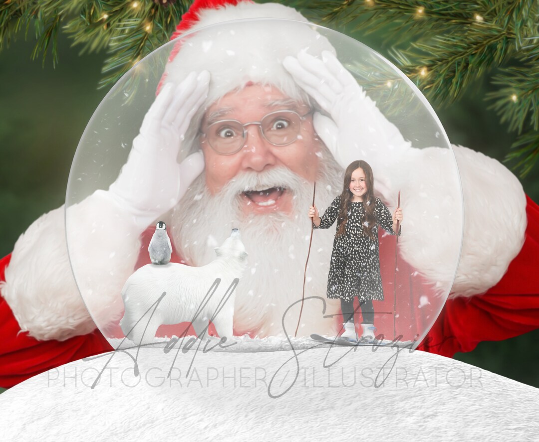 Christmas Santa Peek A Boo Snow Globe Digital Background - Etsy