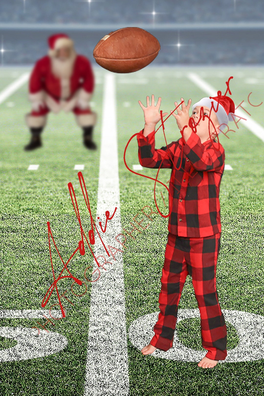 Christmas Santa Football Digital Background / Sports Football Field ...