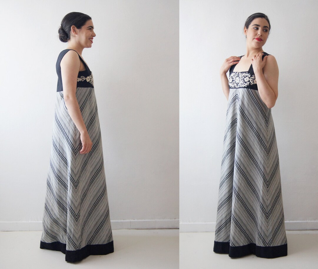 MASKIT Dress 1960'S Vintage Stunning Handmade Embroidery Maxi Black ...