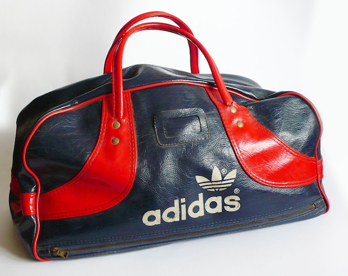 Vintage Retro 70s Blue Red Vinyl Adidas Gym Bag Sport Handle FREE ...