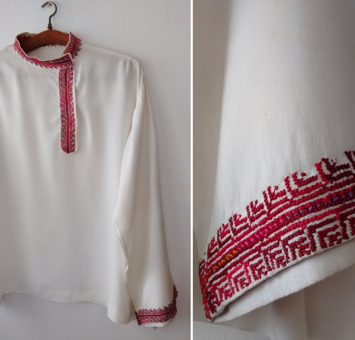 Vintage Embroidery Shirt ,red Embroidery,hand Made Embroidery,balkan ...