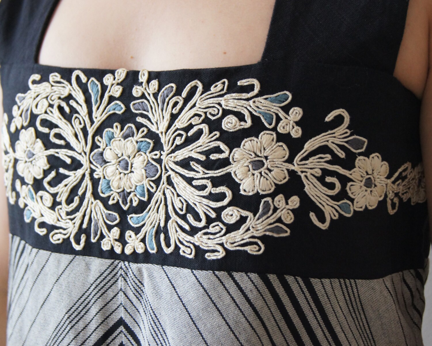 MASKIT Dress 1960'S Vintage Stunning Handmade Embroidery Maxi Black ...