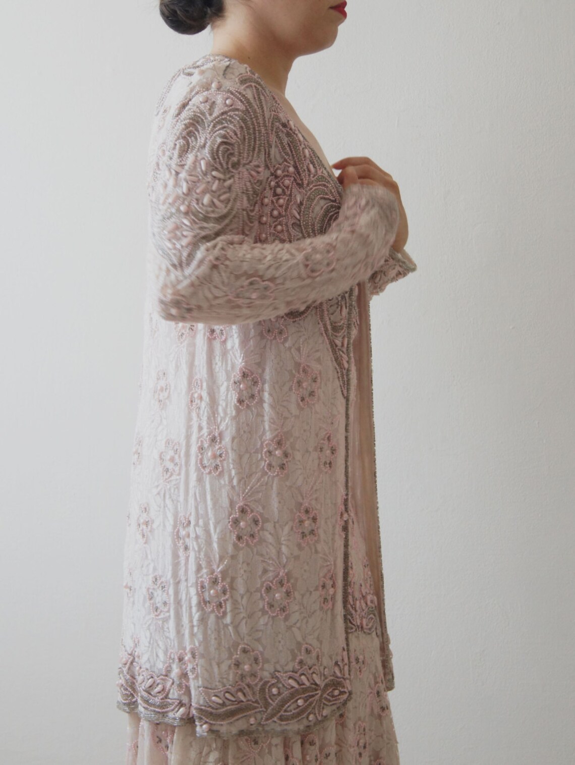 Vintage Beaded Top,baby Pink Lace Jacket,lace Beaded Top,flapper Top ...