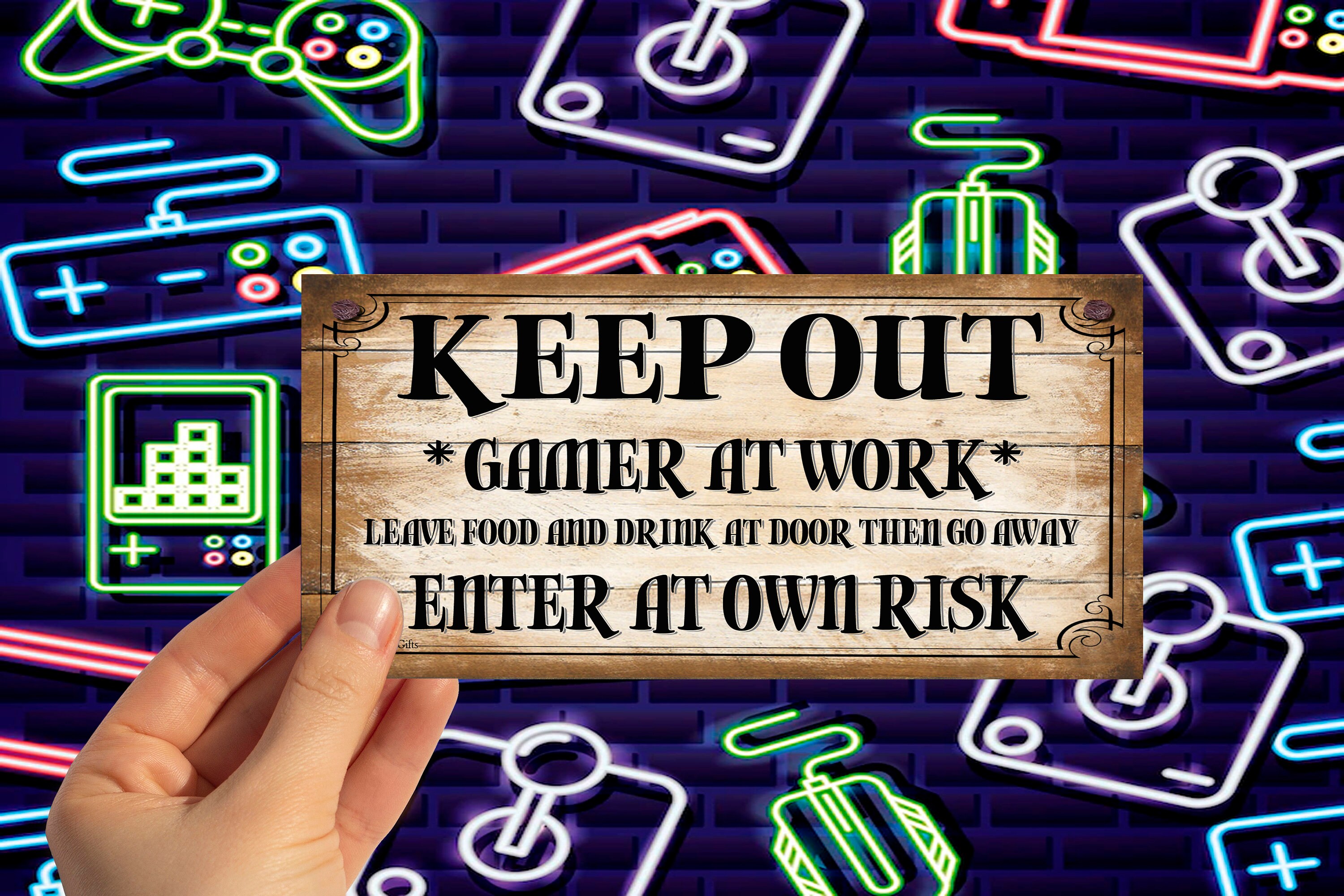 Gigglewick Gifts Wooden Sign Keep Out Gamer at Work Birthday - Etsy UK
