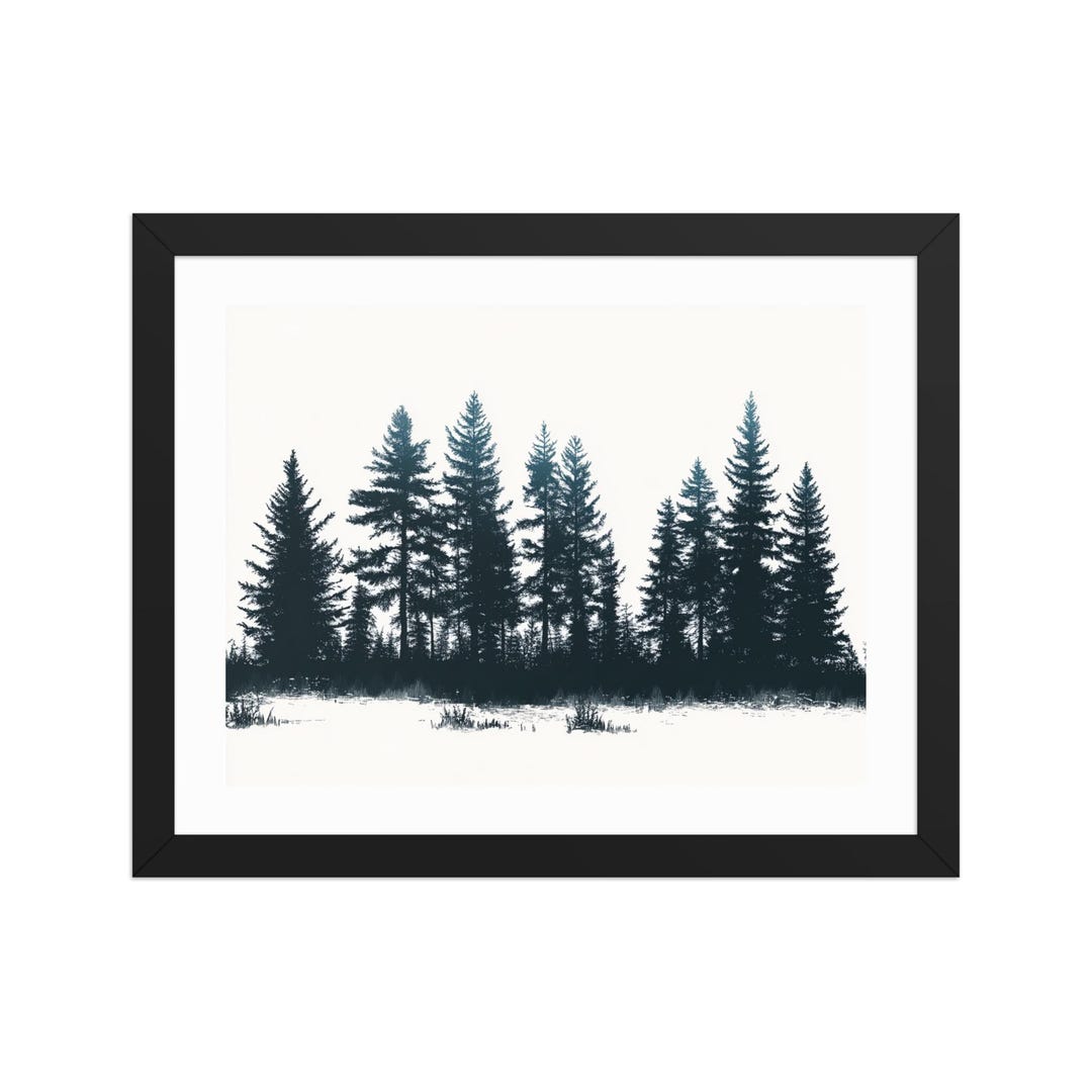 Minimalist Conifer Forest Print – Modern Nature Art (digital Download ...