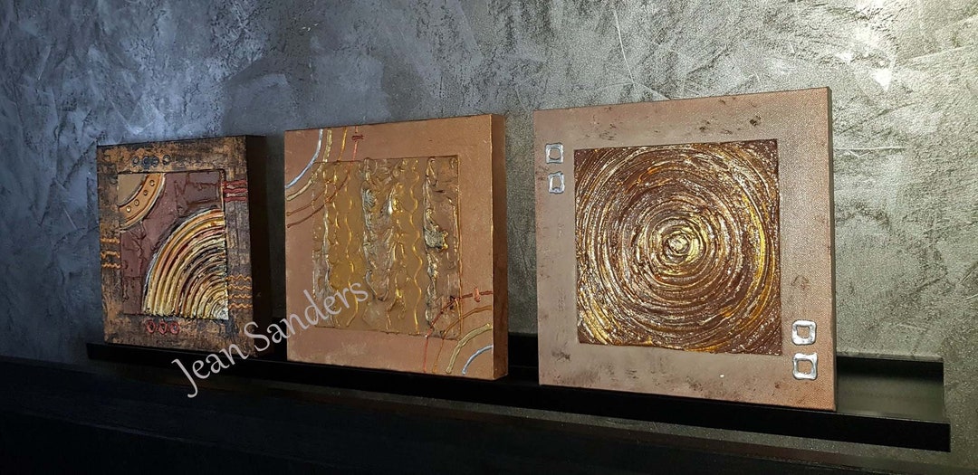 JEAN SANDERS,Strukturbild-3D Effekt warme Farben edel Geschenk Set,3 ...