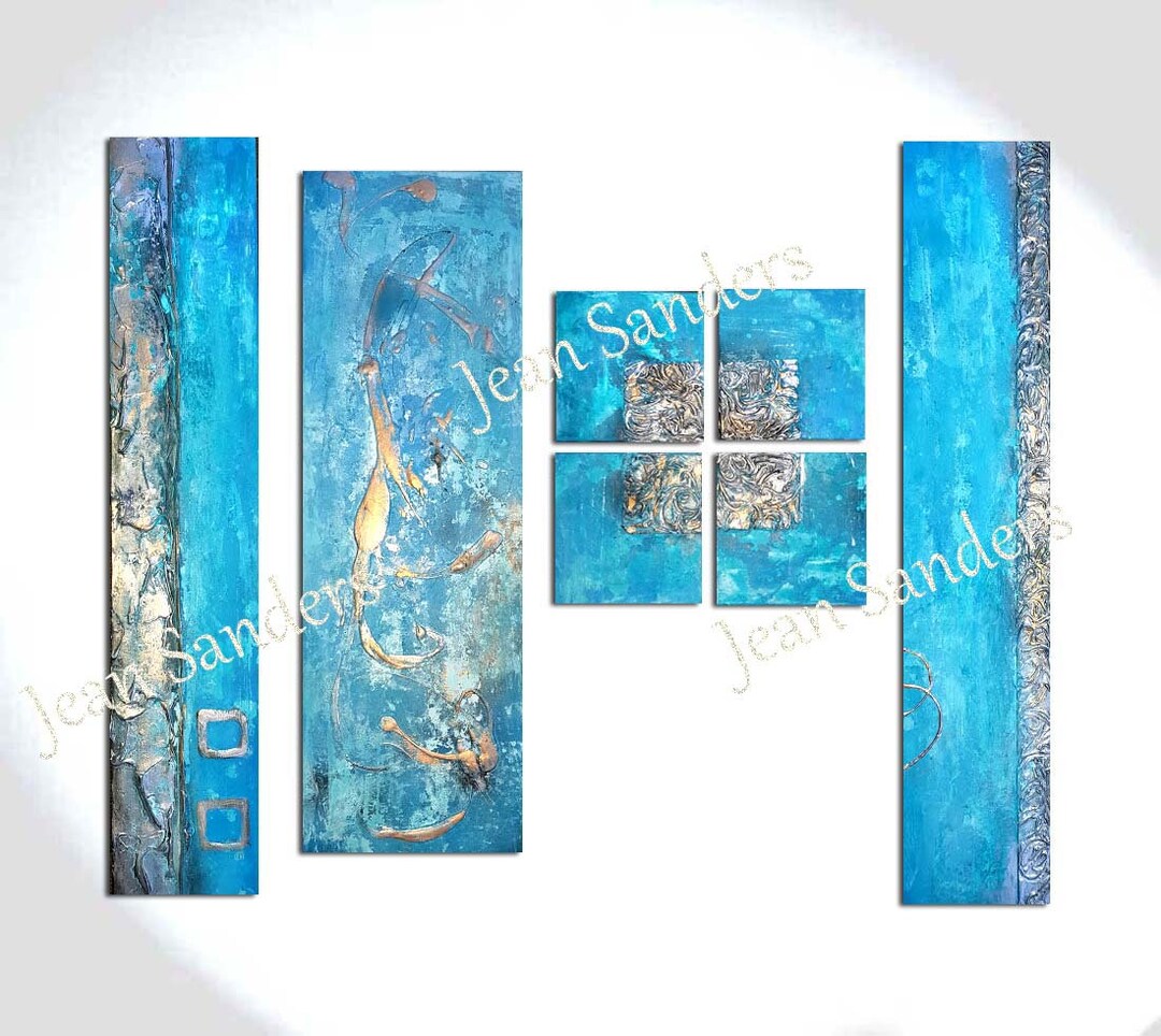 JEAN SANDERS 7 Teilig Abstrakte Kunst Malerei ORIGINAL Kunstwerk ...