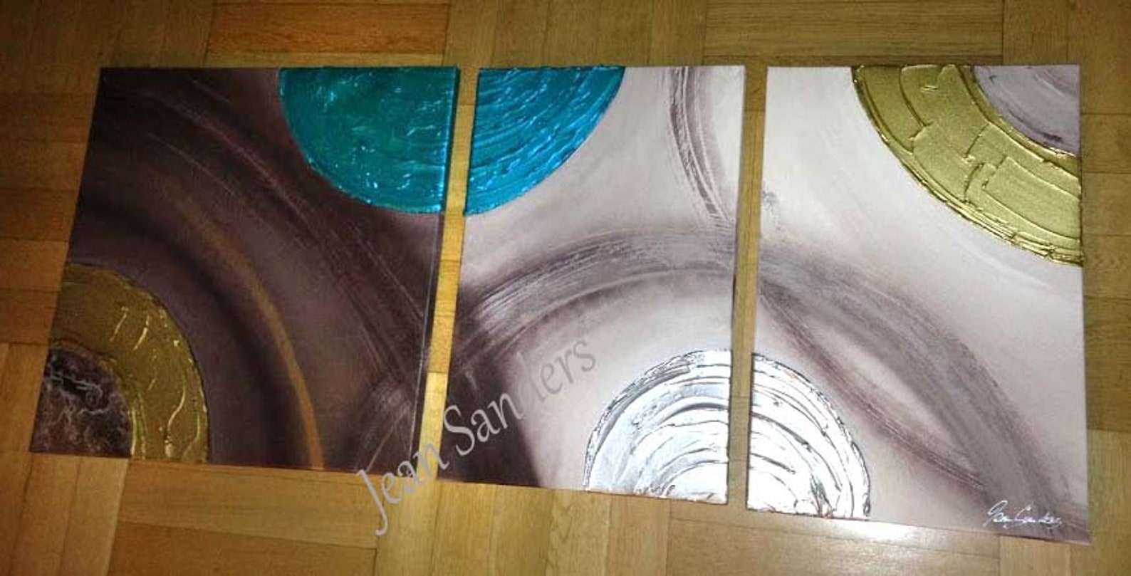 JEAN SANDERS Abstraktes 3 Teiliges Bild Mit Struktur Auf | Etsy