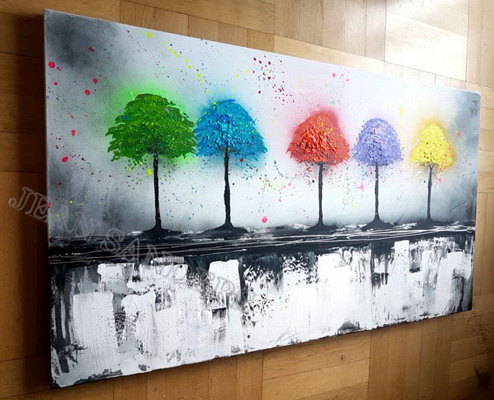 JEAN SANDERS 140x80cm Baum Abstrakt Bild Wandbild | Etsy