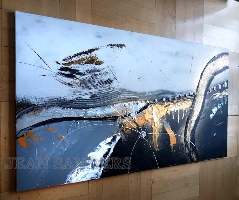 JEAN SANDERS Grosses Bild 140x80cm Abstrakt Schwarz Weiss - Etsy